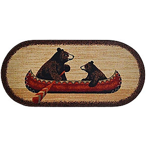 Cozy Cabin Bear Canoe Washable Rug, 20 in x 44