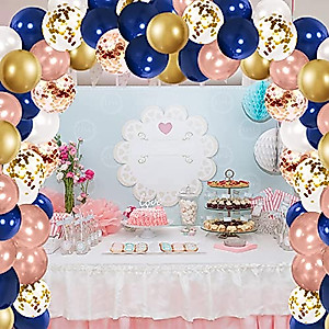 112Pcs Navy Blue Rose Gold Balloons Garland Kit, Gender Reveal Decorations Navy Blue and Rose Gold Balloons Arch - Wedding Birthday Party Supplies, Bridal & Baby Shower Decor