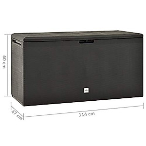 INLIFE 77 Gallon Garden Storage Box Outdoor Cushion Deck Patio Storage Chest Storing Pillow Tool Box Blanket Indoor Interior Container 44.9"x18.5"x23.6"(Anthracite)