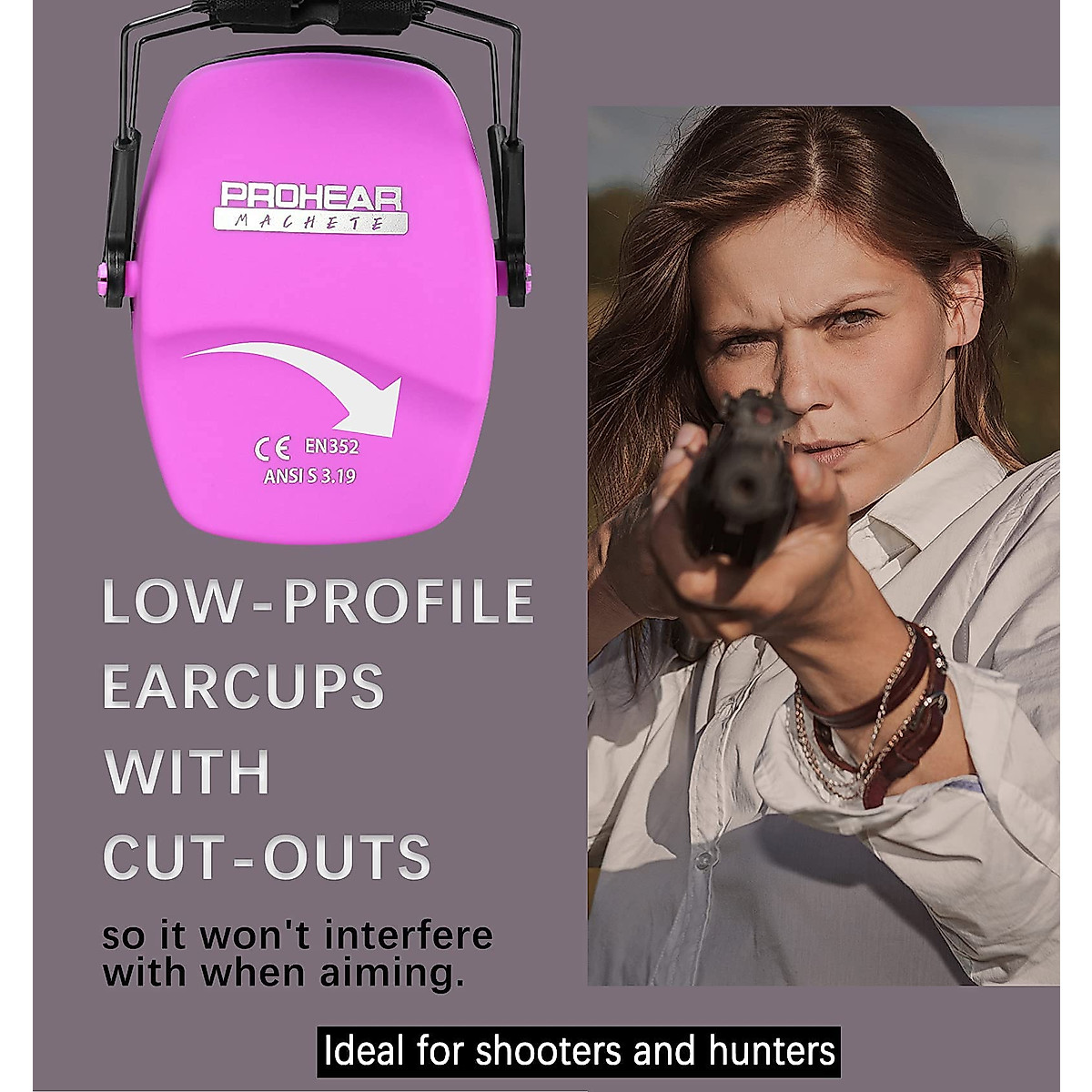 PROHEAR 016 Ear Protection Safety Earmuffs for Shooting with NRR 26dB 2Pack (Blue and Pink)