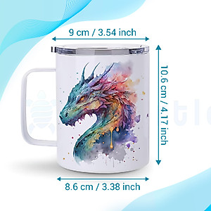 Hyturtle Dragon Cup Gifts Dragon Lover, Just A Girl Who Loves Dragons Coffee Mug Stainless Steel 12oz, Dragon Gifts For Women, Cute Animal Lover Gift For Girls, Daughter On Birthday Christmas