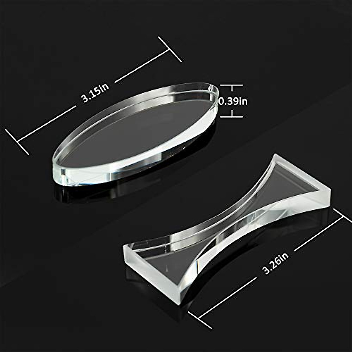 StayMax Concave Convex Lens Set Optical Glass Lens for Physics Teaching 2 Pack