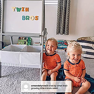 Delta Children Chelsea Double-Sided Storage Easel with Paper Roll and Magnets -Ideal for Arts & Crafts, Drawing, Homeschooling and More - Greenguard Gold Certified, Light Grey/White