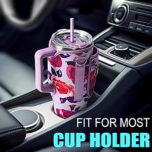 Fimibuke 40 oz Tumbler with Handle & Carrier Bag, Stainless Steel Insulated Cup with Lid & Straw & Purse Pouch Phone Pocket, Gym Water Bottle Cupholder Friendly Women Men Travel Mug with Sleeve Holder