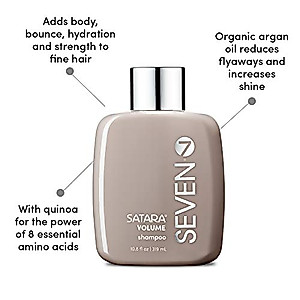 SEVEN Haircare Satara Volume Shampoo for Women & Men, Sulfate + Cruelty Free & Paraben Free with Pro Vitamin B5, Argan Oil, Hydrolyzed Quinoa Protein for Flat + Limp Hair, Made in USA, 10.8oz