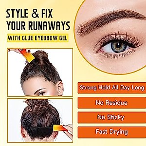 Brow & Edge Styling Gel, 2 in 1 Wand Gel for Styling Brows, No White Residue, Clear Brow Gel Non-Greasy, 16 ml (1 Pack)