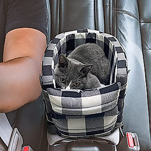 Liplove Dog Car Seat for Small Dogs, Center Console Dog Seat, Washable Dog Booster Seat, Car Seat Travel Bag for Small Cats & Dogs, Soft & Breathable Pet Car Seat