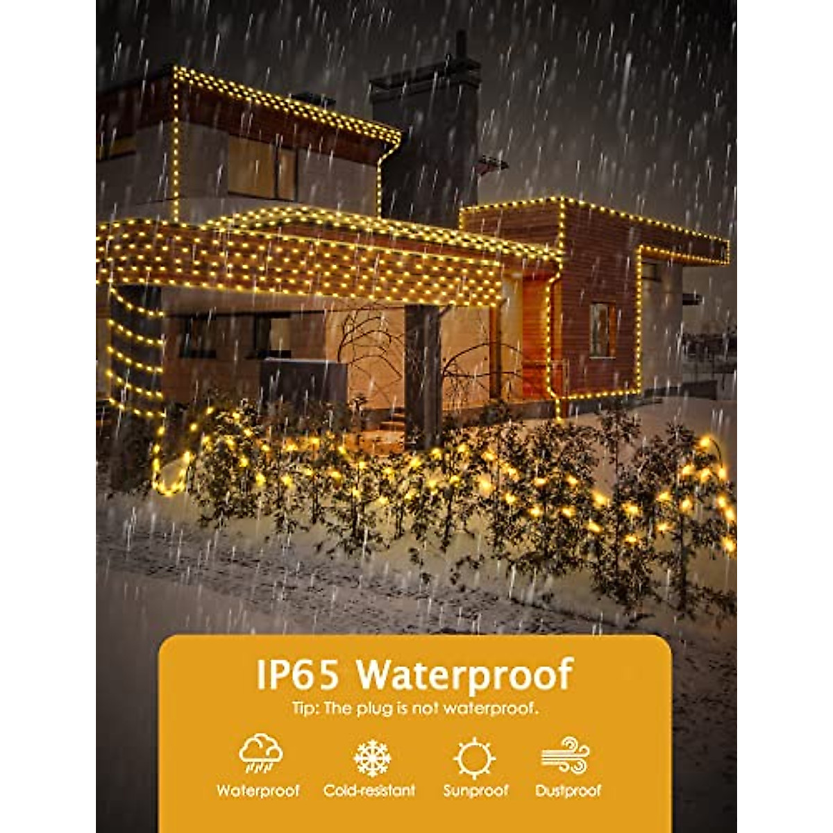 IForSoo Christmas Lights Outdoor, 33ft Outdoor LED String Lights ,8 Modes for House Yard Wedding Garden