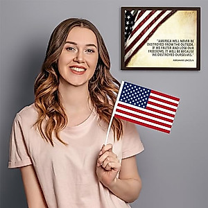 Abraham Lincoln Patriotic Quotes Wall Art Decor- America Will Never Be Destroyed From Outside, This Inspirational Poster Print Is An Ideal For Home, Office, and School Wall Decor Unframed -8x10"