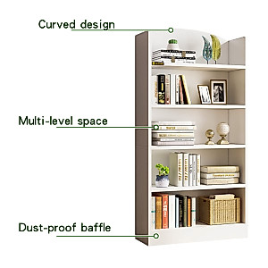 MIN WIN 47.24" Tall Bookcase and Bookshelf, Open Shelf Wood Bookcase with 5-Tier Storage Shelves,Bookshelves Standing Display Shelf Units for Home Office, Living Room, Bedroom, Kitchen-White