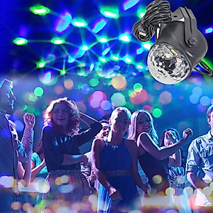 Party Disco led Ball Light Indoor, Portable Rainbow Spinning Strobe car Disco Party Ball Light for Kids Parties Rotating, Party Lights dj Disco Ball Lights