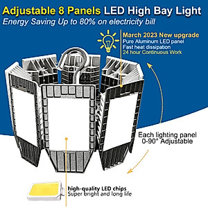 Fucoda LED Shop Light 250W Eqv 800W 35000lm High Bay Light, Daylight White No-Dimmable, Ceiling Hook Hanging LED Barn Light with 5ft US Plug, Ideal for Workshop, Shop, Garage, Warehouse (250W 4Pack)