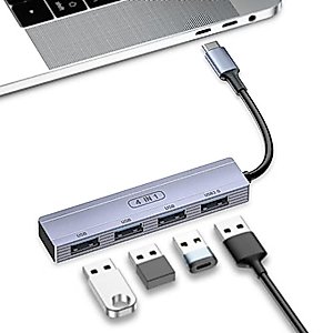 USB C Hub 4 Ports for iPhone 15, USB C to USB Hub with 4 USB Extention Port for Laptop, MacBook Pro, iMac, iPad Pro, Chromebook, Pixelbook, Dell XPS, Galaxy S23, and More Type C Devices