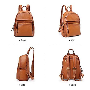 Kattee Genuine Leather Backpack Purse for Women Multi-functional Elegant Daypack Soft Leather Shoulder Bag Office, Shopping, Trip - Brown