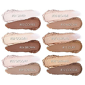 FOCALLURE 2 Pcs Mineral Cream Contour Stick,Moisturize Highlighter and Bronzer Pen,Non Stick Face Brightens & Shades Pencil,Long Lasting & Smooth Gliding Face Illuminator Makeup,Light-medium