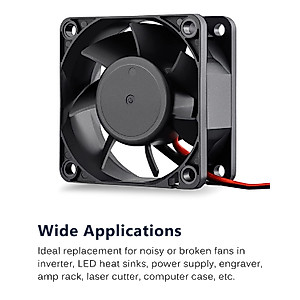 GDSTIME 2 Pack 60mm x 60mm x 25mm 12V Dual Ball Bearings DC Brushless Cooling Fan