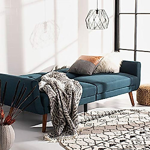 Safavieh Home Bushwick Grey and Brown Foldable Convertible 82.7" Tufted Sofa Bed Futon