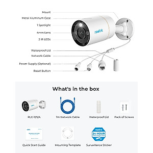 REOLINK 12MP PoE IP Camera Outdoor, Bullet Surveillance Cameras for Home Security, Smart Human/Vehicle/Pet Detection, 700lm Color Night Vision, Two Way Talk, Up to 256GB microSD Card, RLC-1212A