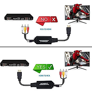 DIGITNOW! HDMI to RCA Converter, HDMI to RCA Cable Adapter, 1080P HDMI to AV 3RCA CVBs Composite Video Audio Supports NTSC for PC, Laptop, HDTV, DVD, VHC VCR
