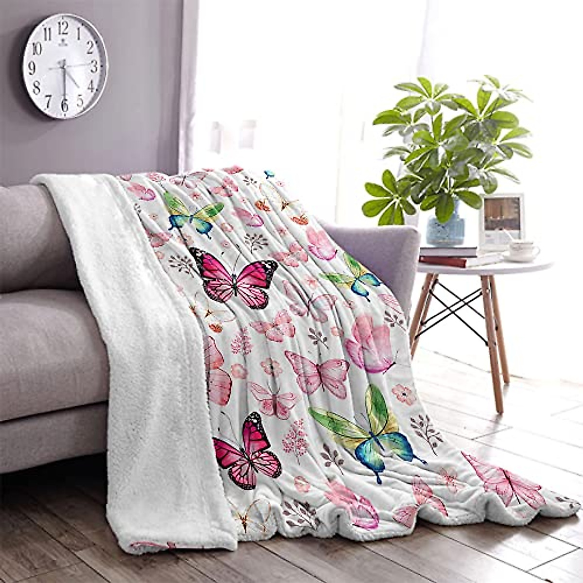 CYREKUD Butterfly Blanket,Butterfly Gifts for Women Birthday Throw Blanket,Butterfly Gifts for Girls Blanket,Pink Butterfly Blanket for Butterfly Lovers,Sofa Couch Beds Christmas Decor 50x60 Inches