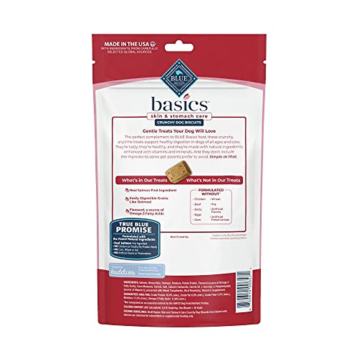 Blue Buffalo Basics Skin & Stomach Care Biscuits Crunchy Dog Treats, Salmon & Potato 6-oz Bag