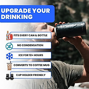 Frost Buddy Universal Can Cooler - Fits all - Stainless Steel Can Cooler for 12 oz & 16 oz Regular or Slim Cans & Bottles - Stainless Steel