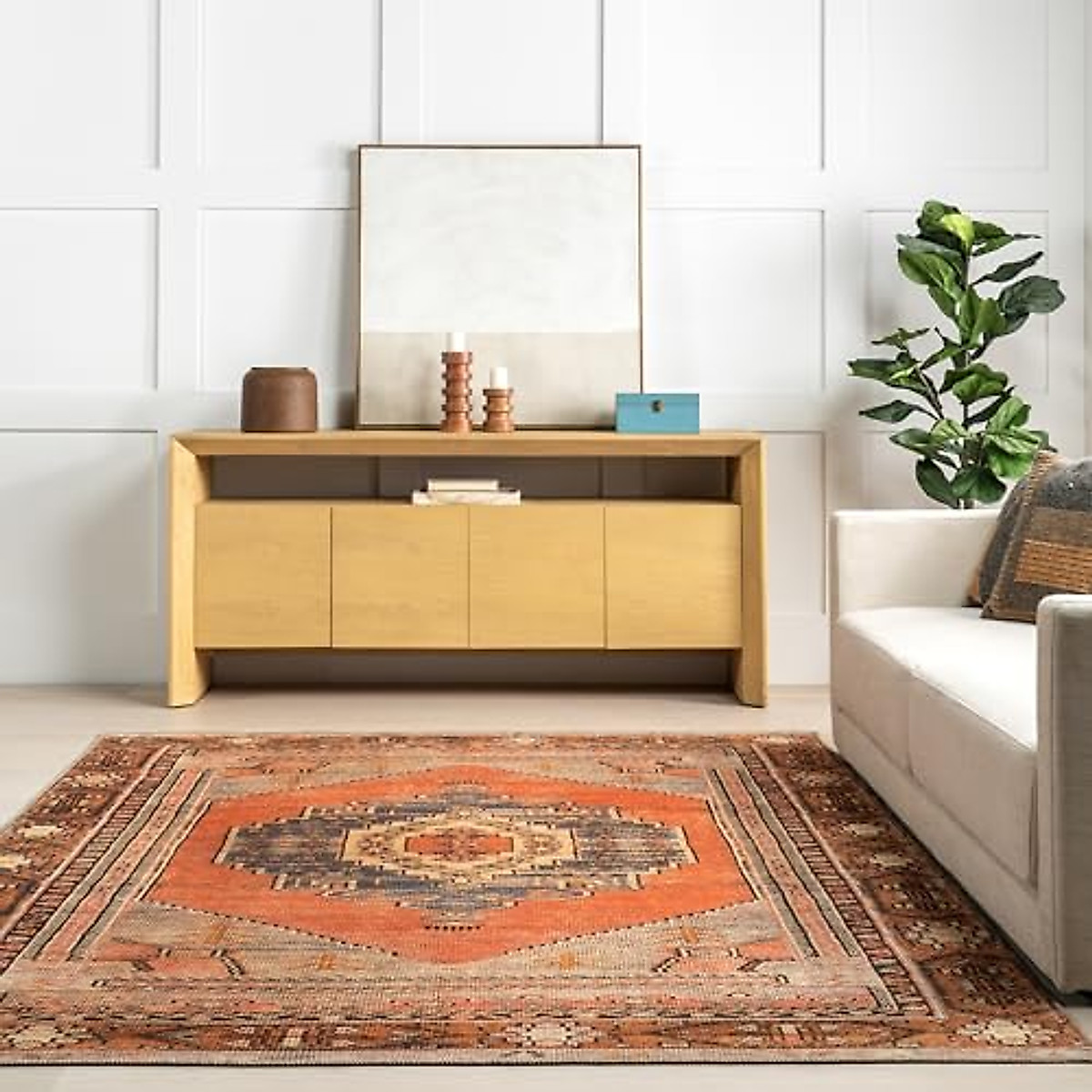 nuLOOM Kamila Tribal Machine Washable Runner Rug, 2' x 8', Orange