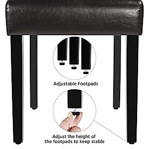 Yaheetech Tufted Dining Chairs Faux Leather Dining Room Chair for Kitchen Living Room Bedroom Lounge w/Rubber Wood Legs, Set of 4 (Brown)