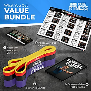 Iron Core Fitness Pull Up Resistance Exercise Power Band Set Strong for Working Out Men Gym Pull Up Assistance Bands Heavy. Purple Black Red Yellow.…