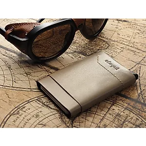 PULARYS GOBI Wallet - Made of Italian Leather - RFID Protection - 2 Pockets for Banknotes - Holds up to 6 Cards - For Men & Women - Minimalist Design - Caffe Latte Colour