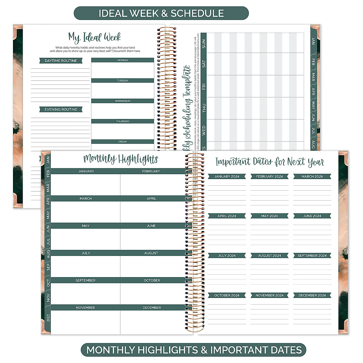 bloom daily planners 2023 Hardcover Calendar Year Goal & Vision Planner (January 2023 - December 2023) - Monthly/Weekly Column View Agenda Organizer - 7.5" x 9" - Wanderlust