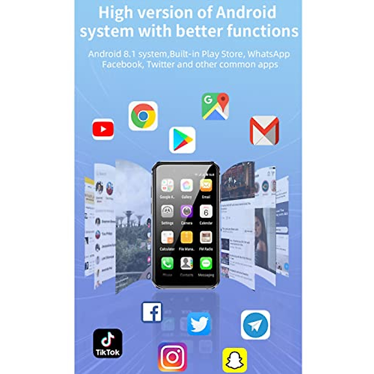 i14 Mini Smartphone 3.0 Inches Display Screen Android 8.1 Quad Core Dual SIM 2GB RAM 32GB ROM 1100mAh 5.0MP with Google Play Store Whatsapp Backup Cellphone (White)