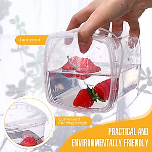 Menkxi 15 Pieces 34 oz Ice Cream Buckets with Lids Plastic Clear Deli Containers with Lids Transparent Airtight Square Bucket with Handles Canisters Storage Containers for Freezer Kitchen Home