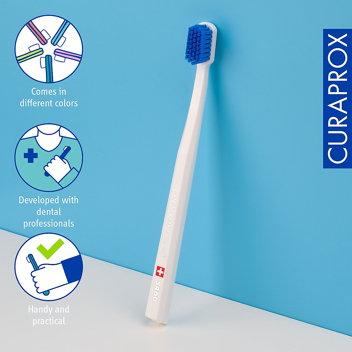 Curaprox CS 5460 Extra-Soft Toothbrushes for Adults, Sensitive-Gum-Safe Ultra-Fine Filaments and Compact, Slightly Angled Toothbrush Head for Improved Tooth and Gum Health, Pack of 2