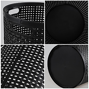 Waikhomes Laundry Hamper with Handles, Flexible Laundry Basket for Clothes, Black, F