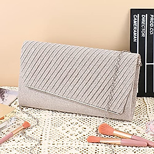 NC ZHANNI Shiny Clutch Purses for Women Evening Bags and Cluthes Flap Envelope Handbags Formal Wedding Party Prom Purse (Beige)