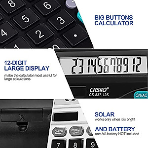 8 Pack Desk Calculators with Big Buttons and Large Display Dual Power Desktop Calculators 12 Digit Solar Power Calculator for Office, Home, School