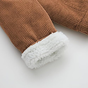 Morubut Toddler Boy Winter Corduroy Jacket Baby Girl Fall Sherpa Lined Outwear Coat (Dark Brown, 18-24 Months)