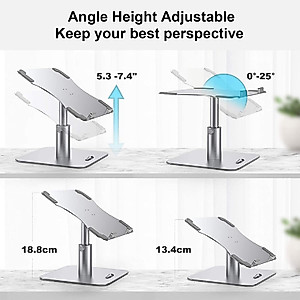 Laptop Stand, Adjustable Laptop Stand Holder for Desk Apple MacBook/Air/Pro/Dell/HP and Lenovo, Laptop Riser with 360°Rotation Multi-Angle Height Adjustable Computer Stand for More Notebooks 10-17"
