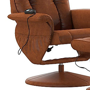 Flash Furniture Massaging Multi-Position Recliner and Ottoman with Wrapped Base, Piece Set, Brown
