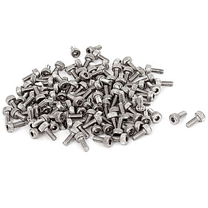 uxcell® 7mm Long M2x5mm Stainless Steel Hex Socket Head Cap Screws 100 Pcs