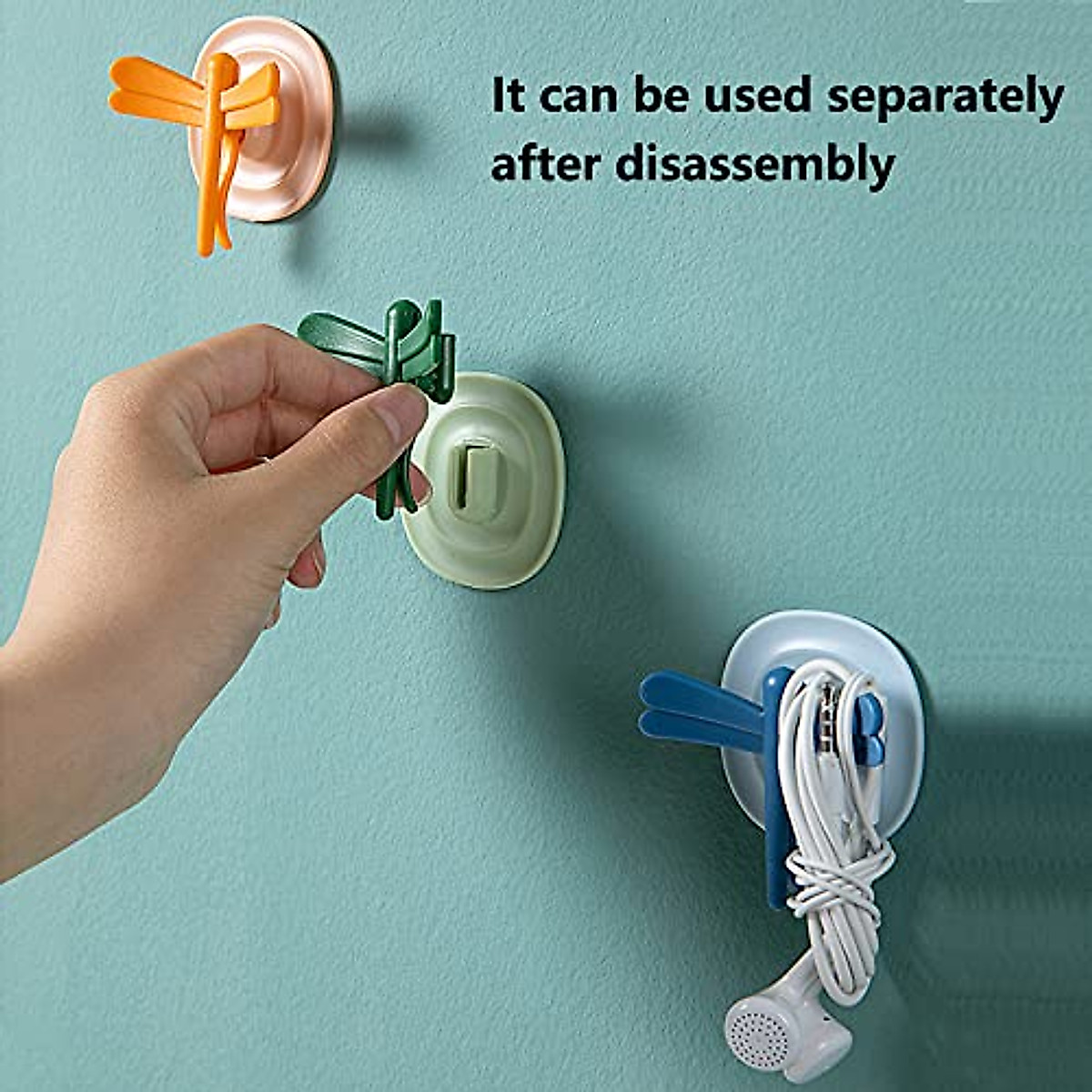 Defrko Multifunction Wall Hooks, Reusable Dragonfly Seamless Adhesive Holders, Decorative Hooks for Coat Towel Waterproof Bathroom Kitchen Hanging Heavy Duty, 4 Pcs