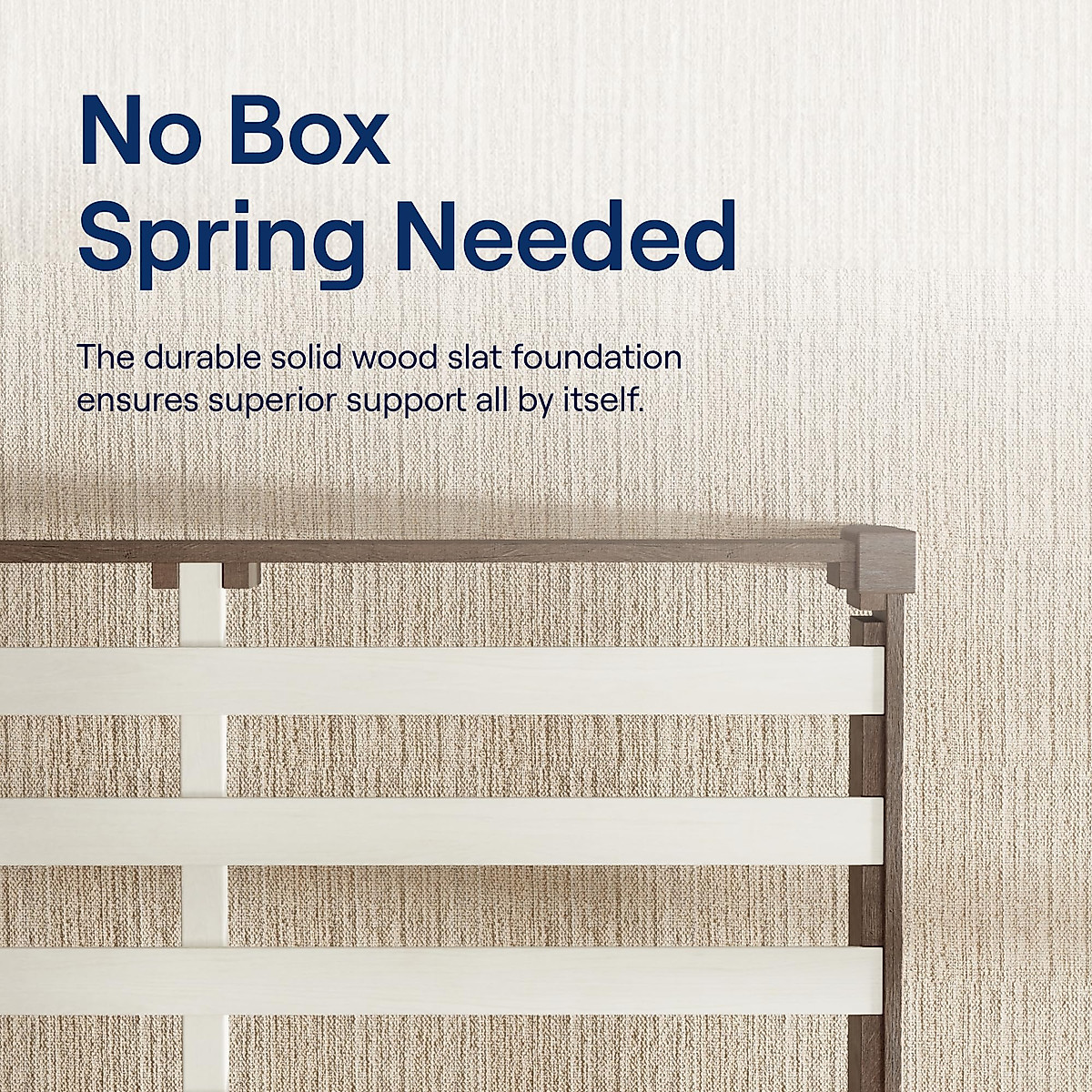 Nectar Premier Wood Platform Queen Bed Frame - Walnut - 12” Height - Contemporary and Durable - Sturdy Wooden Slats for Support - Easy Assembly - Holds Up to 800 Pounds