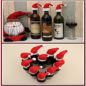 nanaxagly Christmas Santa Hats Silverware Holders Xmas Tableware Fork Spoon Knife Storage Bag - Xmas Party Dinner Table Dinnerware Decorations Supplies, 10PCS Mini Santa Hats