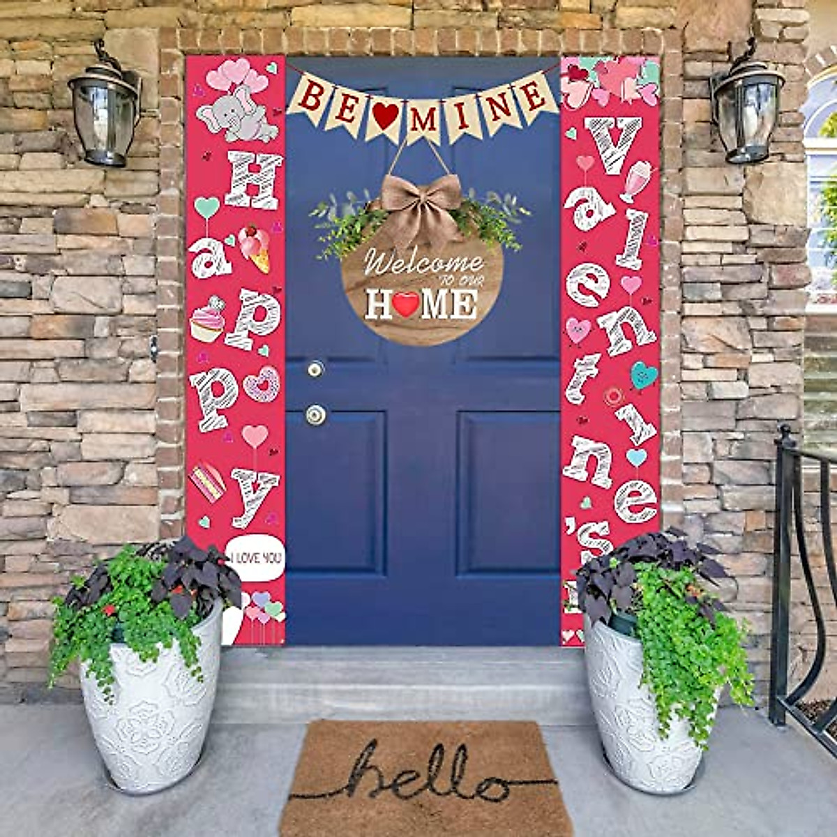 Interchangeable Welcome Home Sign, Seasonal Front Porch Door Decor With 21 Changeable Icons for Halloween /Christmas/Independence Day, Rustic Wood Wreaths Wall Hanger for Housewarming Gift (12in)