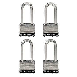 Master Lock 5SSQLJ Stainless Steel Outdoor Padlock with Key, 4 Pack Keyed-Alike, Silver