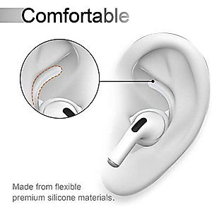 CANOPUS AirPods Pro Ear Hooks Compatible with Apple AirPods Pro, Anti-Slip Ear Covers Accessories (Not Fit in The Charging Case), 3 Pairs (White, Black & Blue) of Ear Tips with Silicone Storage Pouch