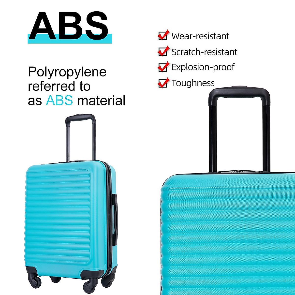 Tripcomp Carry On Luggage Lightweight Hardside suitcase with Spinner Wheels, Carry-On 20-inch, Turquoise