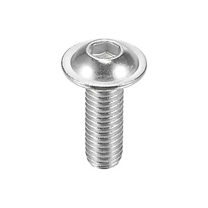 uxcell Flanged Button Head Socket Cap Screws, M8x22mm Hex Socket Drive Screw, 304 Stainless Steel Fasteners Bolts, Fully Threaded Machine Screw 20Pcs