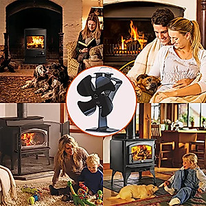 HAWCAFU Wood Stove Fan 4 Blades Fireplace Fan Heat Stove Fan Pellet Stove Fan for Fireplace/Burner/Logs/Fireplace